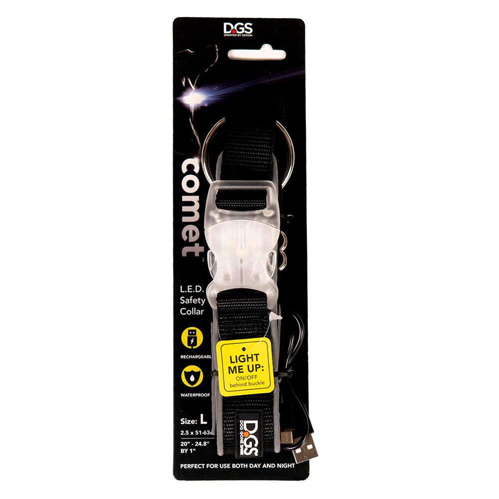 DGS Comet LED Safety Collar Black for Dogs