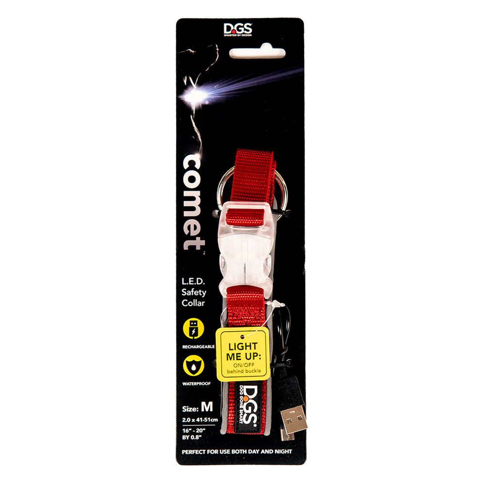 DGS Comet LED Safety Collar Red for Dogs