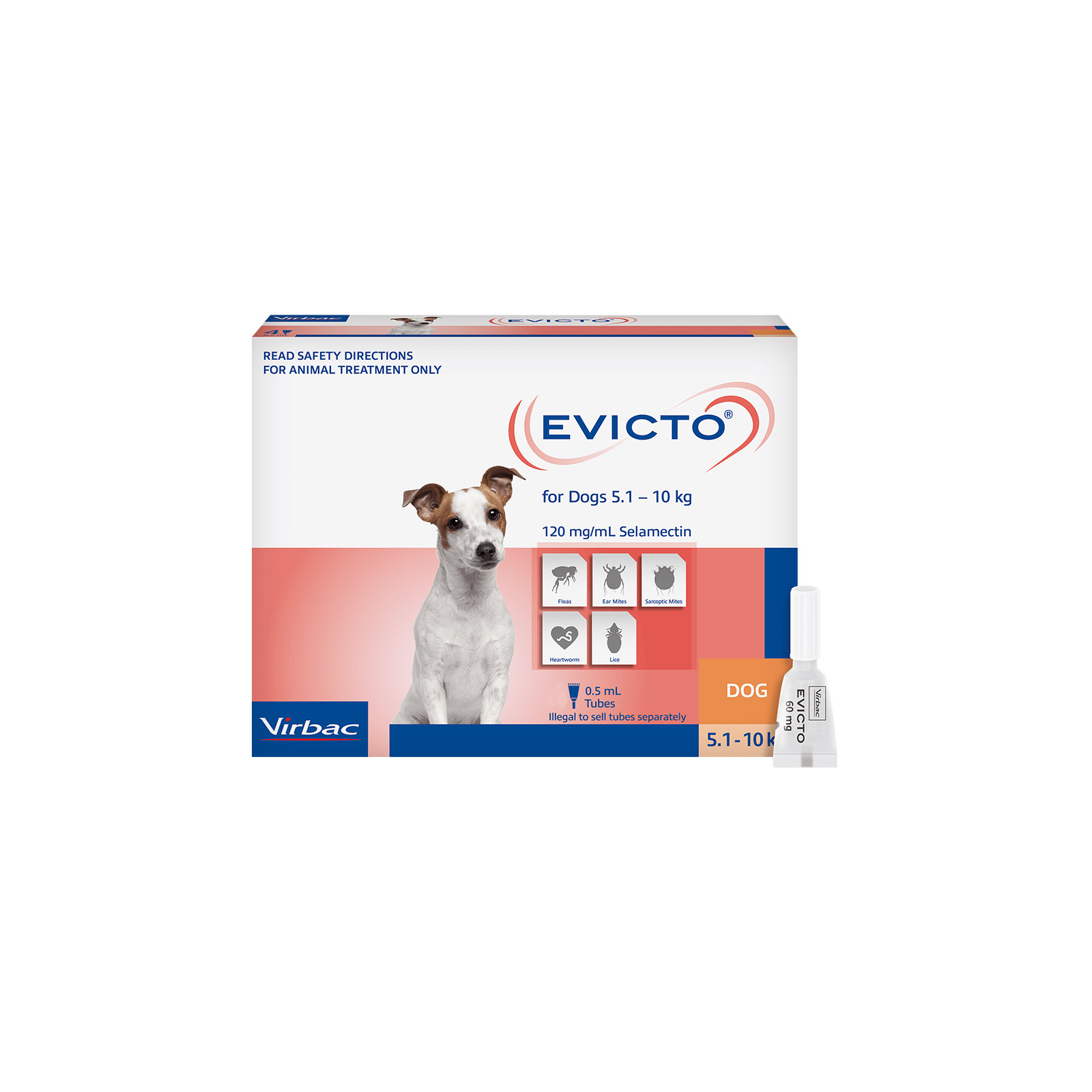 Evicto Spot-on (Selamectin) for Small Dogs 5-10KG Orange 4 Pack