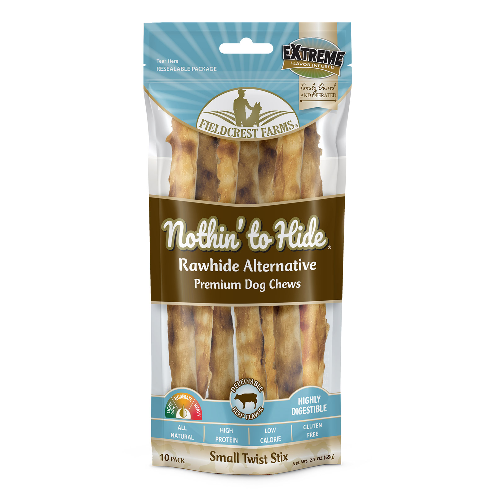 Nothin to Hide Small Twist Stix Beef Dog Treat
