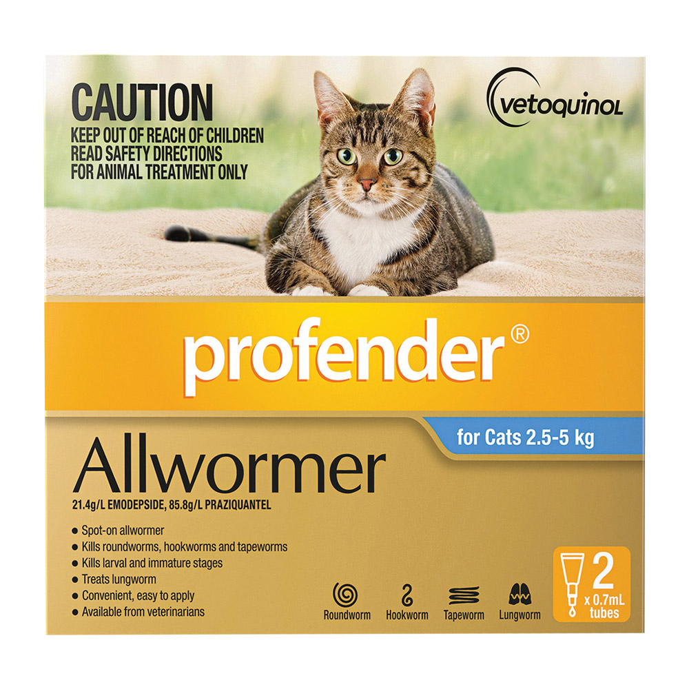 Buy Profender Allwormer For Cats 2.5-5Kg (Blue) Online