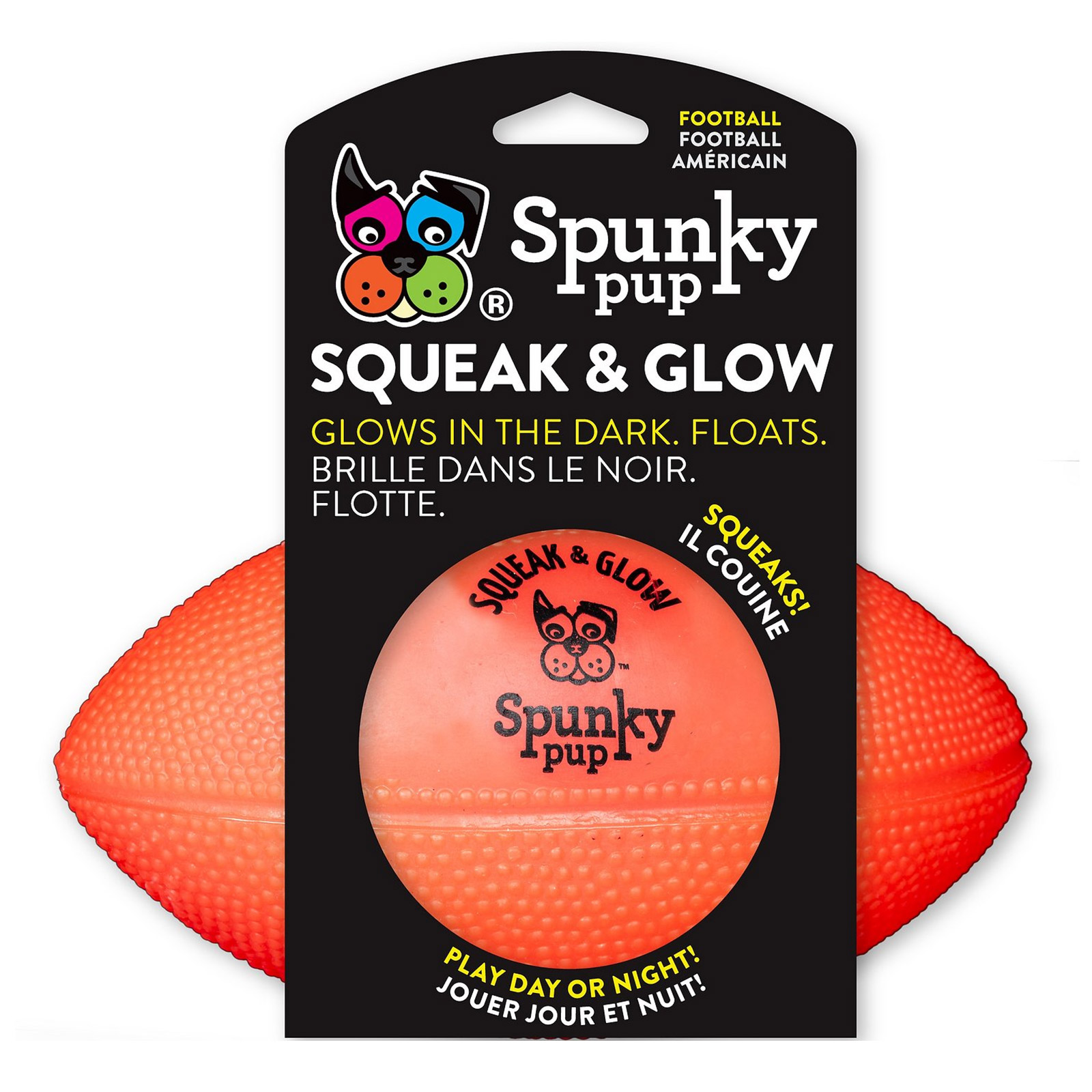 SPUNKY PUP SQUEAK AND GLOW FOOTBALL 14CM for Dog : Buy SPUNKY PUP ...