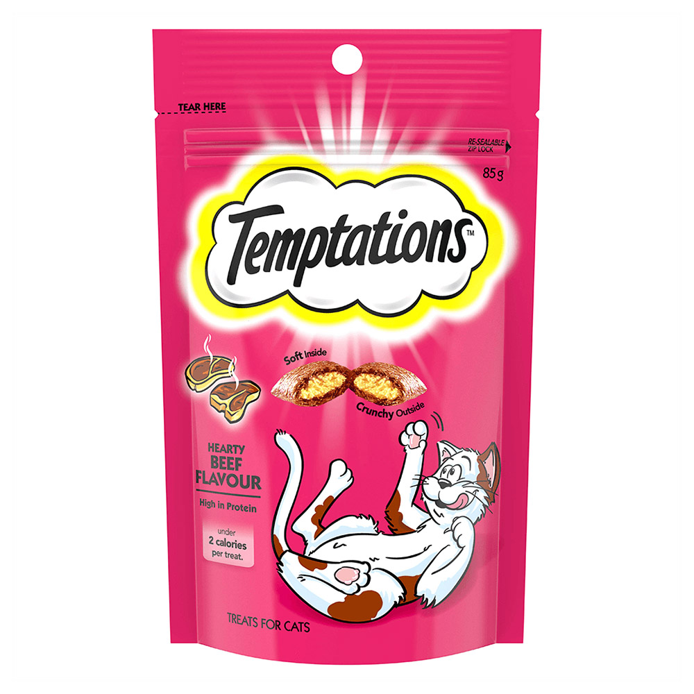 Buy Temptations Hearty Beef Cat Treats 85gm 2 Packs Online