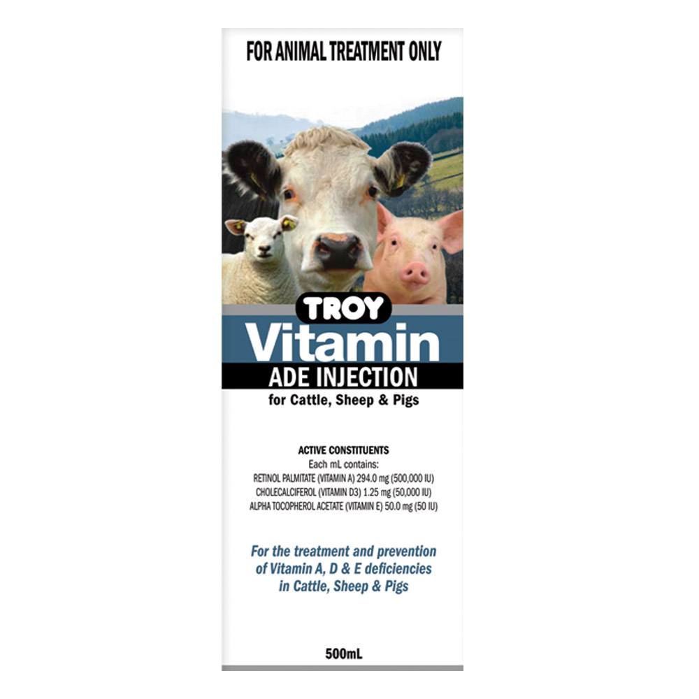 Troy Vitamin ADE Injection for Cattle, Sheep & Pigs
