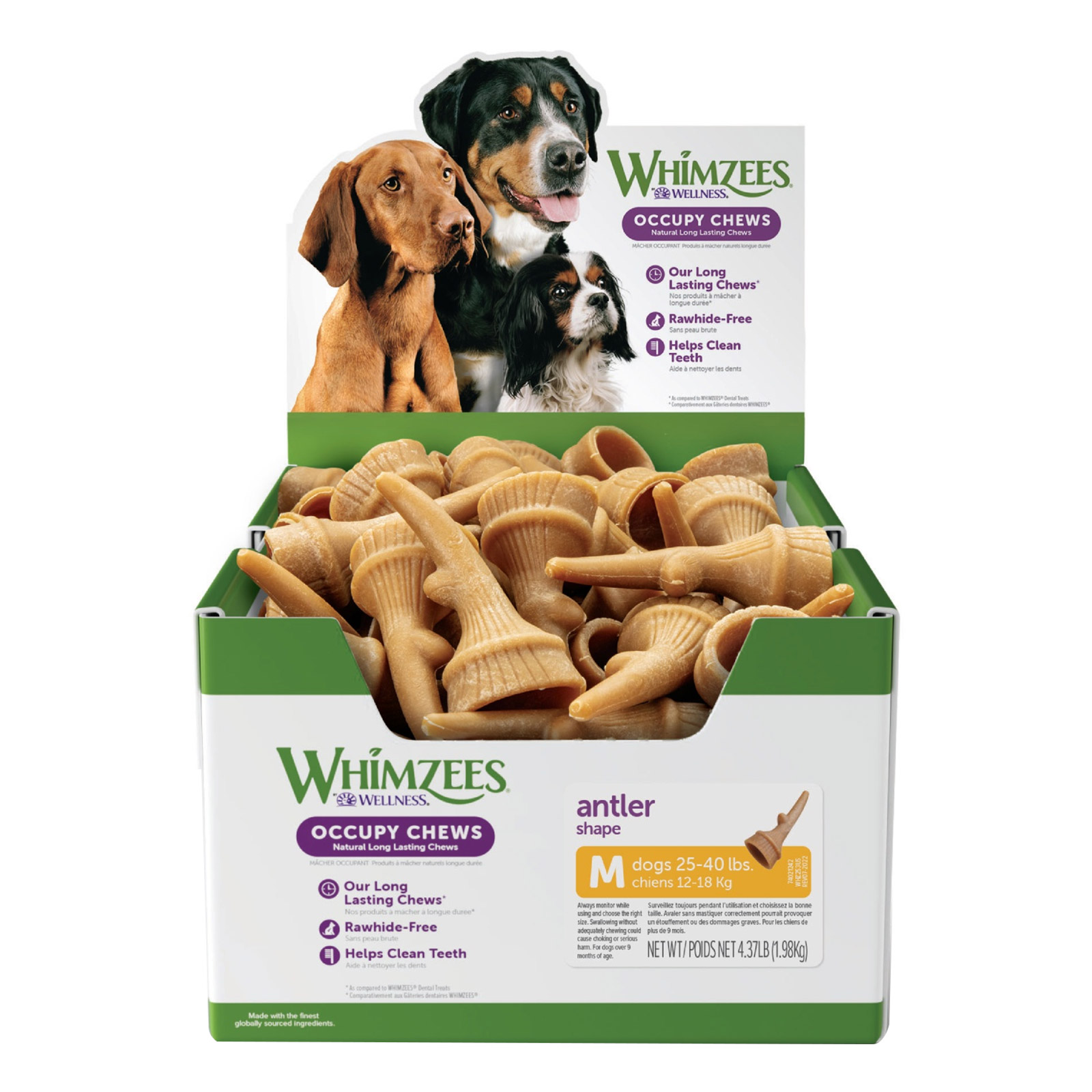 Buy Whimzees Occupy Calmzees Antler Bulk Box Dog Dental Treats Medium ...