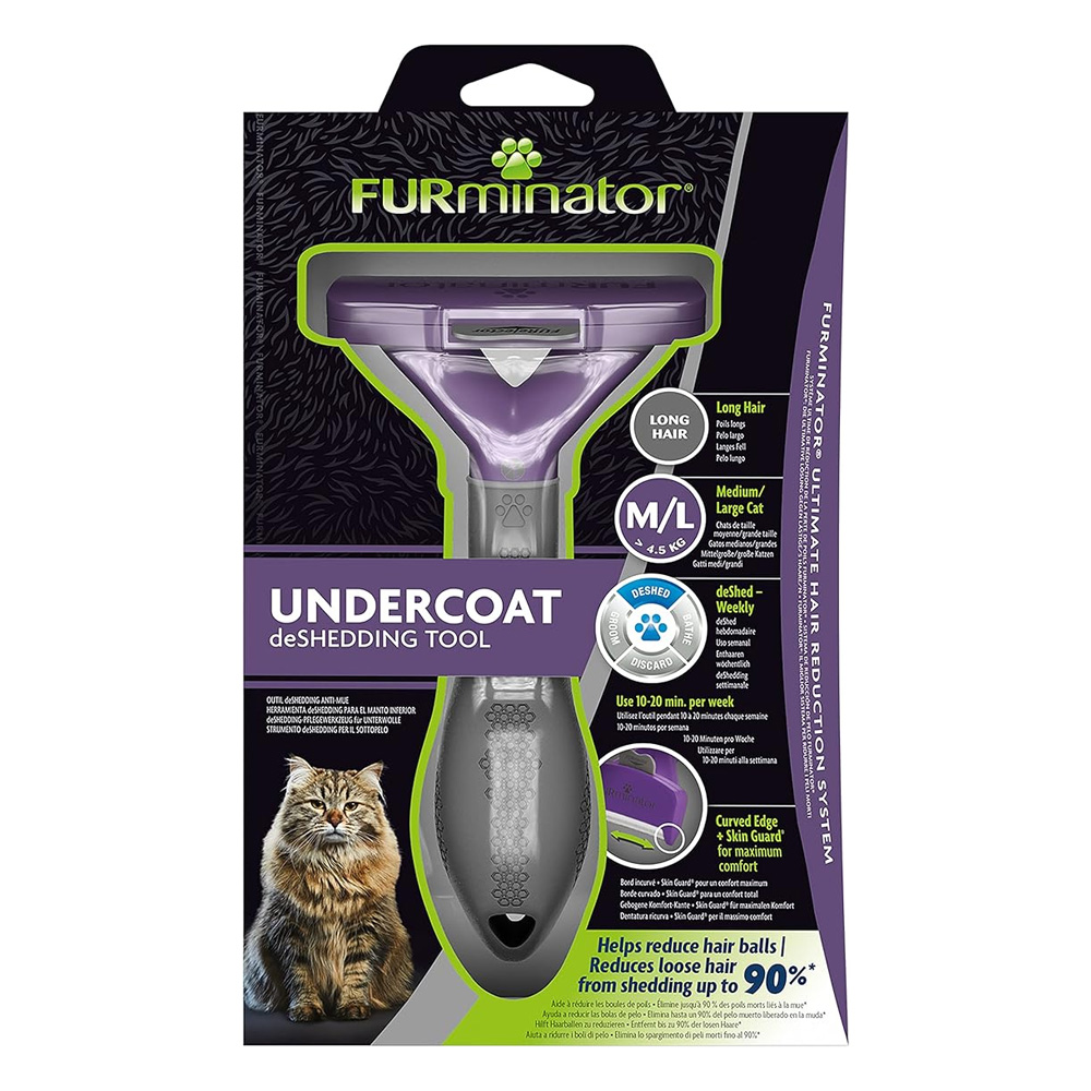 Buy Furminator Undercoat Deshedding Tool for Long Hair Cats Medium ...